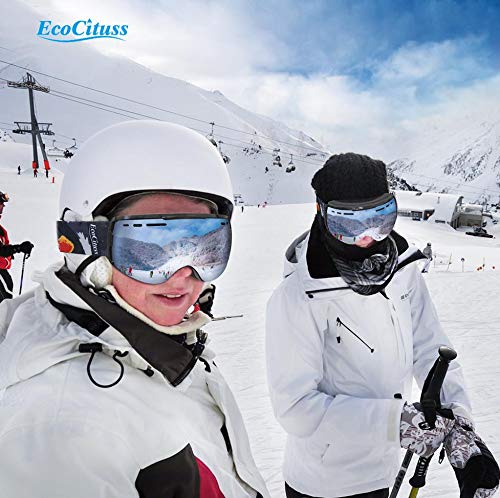 ECOCITUSS OTG Ski Goggles - Over Glasses Ski/Snowboard Goggles for Men, Women & Youth - 100% UV Protection