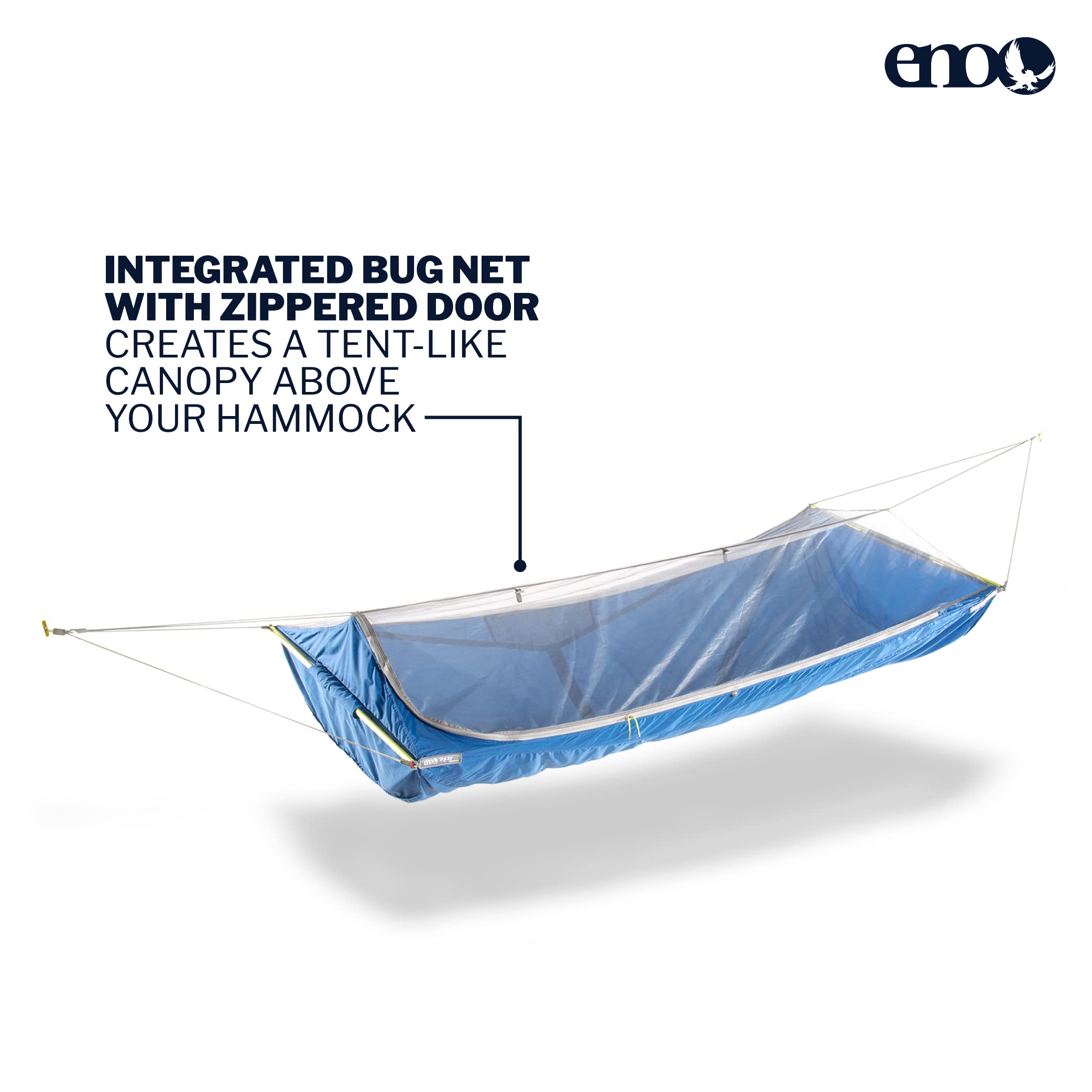 ENO SkyLite Hammock - 1 Person Flat, Portable Hammock - Integrated Hammock Bug Net - for Camping, Hiking, Backpacking, Travel, Festival, or The Beach - Pacific