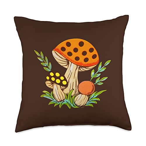 Merry Mushrooms Vintage, 70s Retro Kitchen Throw Pillow, 18x18, Multicolor