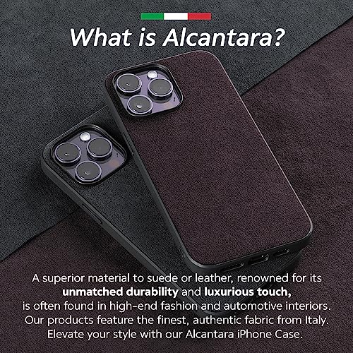 Deppa Alcantara case for iPhone 12 Pro (6.1') Shockproof Slim Magnetic Cover with Magsafe Wireless Charging [Genuine Italian Alcantara] Enhanced Camera Protection| (BlackBerry Black-9008)