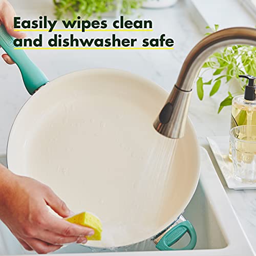 GreenPan Rio Healthy Ceramic Nonstick 13.5" Frying Pan Skillet with Helper Handle, PFAS-Free, Dishwasher Safe, Turquoise