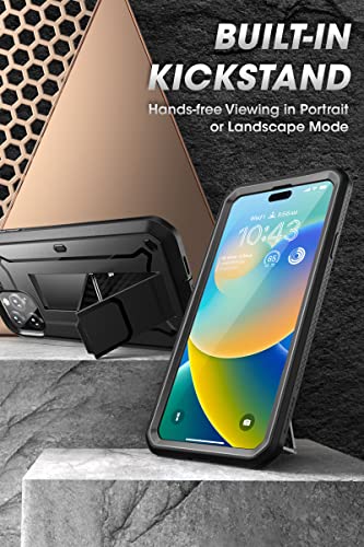 SUPCASE Unicorn Beetle Pro Case for iPhone 14 Pro Max 6.7", with Built-in Screen Protector & Kickstand & Belt-Clip Heavy Duty Rugged Case (Black)