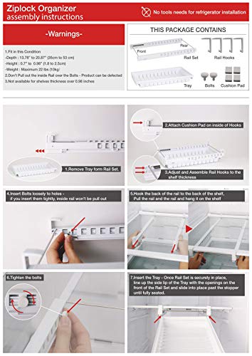 HAIM Living Zipper Bag Organizer for Fridge Freezer Refrigerator - Best Solution to Clean and Organize Zipper Bag Tray Zipper bag Holder Rack Hanger