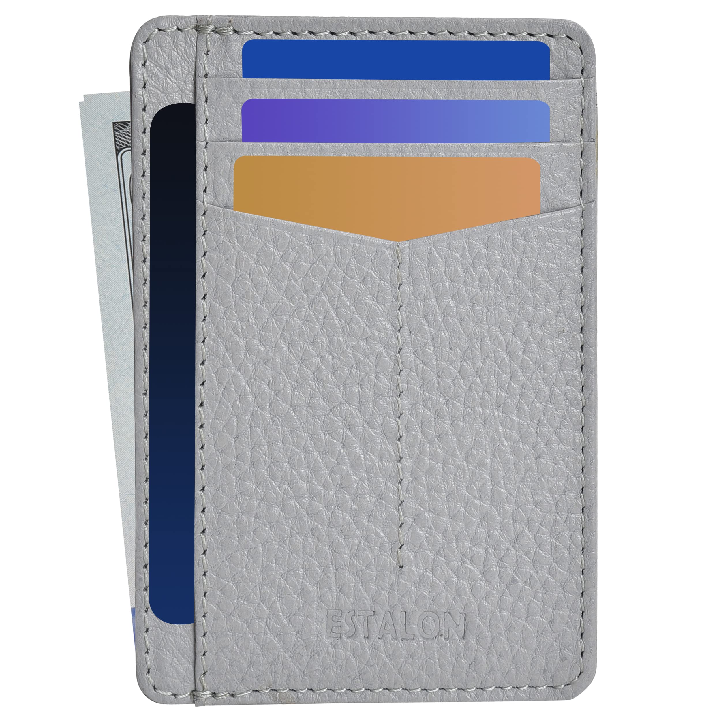 ESTALON Leather Slim Wallet & Credit Card Holder for Men & Women - RFID blocking - Minimalist Design - ID Window - Front Pocket Wallet
