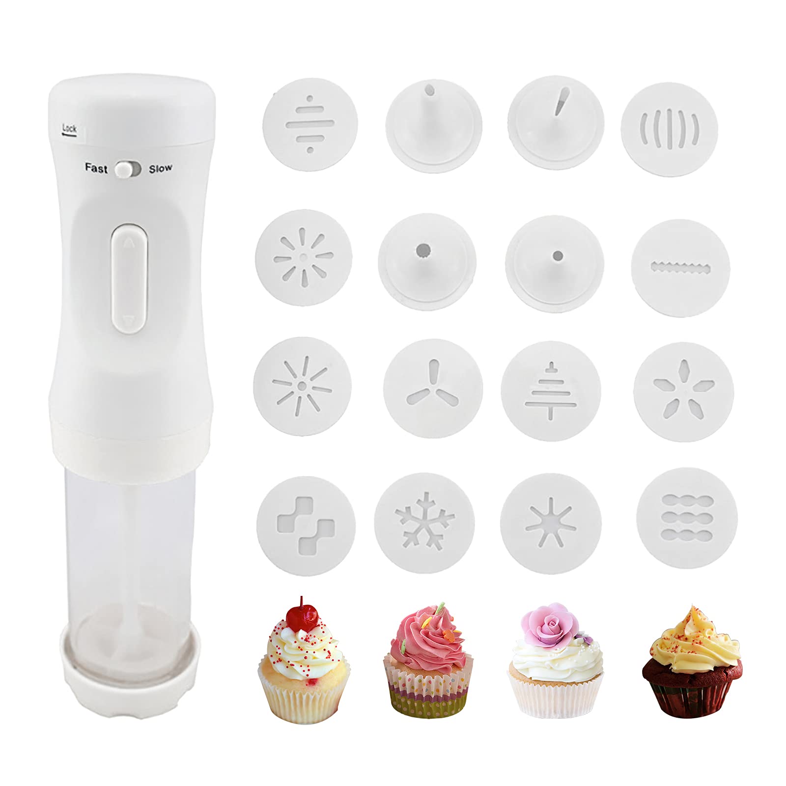 Electric Cookie Press Gun Set, Cookie Maker Kit Homemade Baking Tool With 12 Discs And 4 Icing Nozzles Tips, for Biscuit Cake Dessert DIY Maker and Decoration