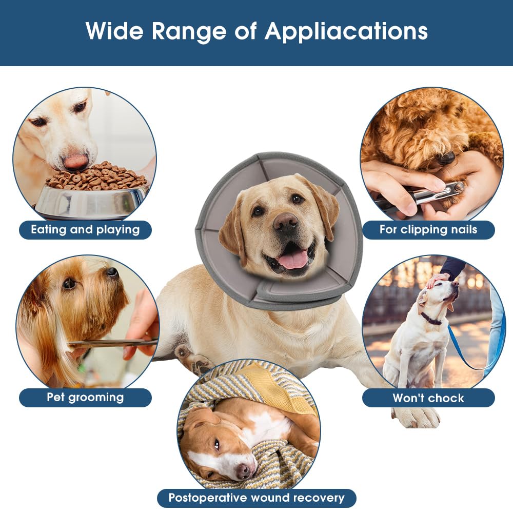 Noble Hydric Pet Cone for Small Dogs and Cats,Cat Cone Collar Soft to Stop Licking Extra Soft Dog Cone Alternative After Surgery for Large Medium Small Dogs-Adjustable 13.4"-15.7" Recovery Cone(L)