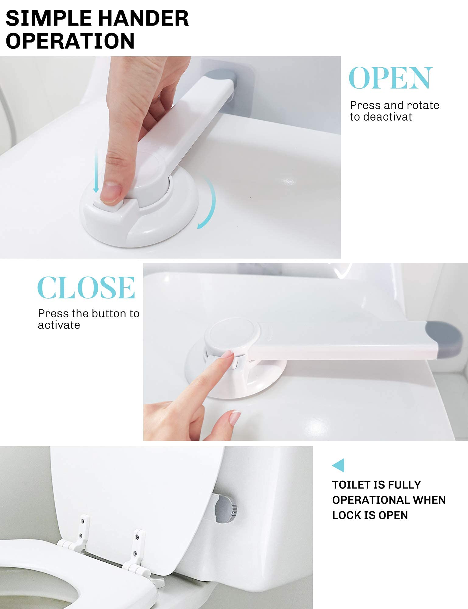 Toilet Lock Child Safety,Baby Proof Toilet Seat Lock with Extra Pallet,Fit for Most Toilet Lid,No Tools Installation