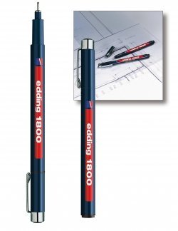 Edding 1800 Profipen Pigment Liner Drawing Pen - 0.1mm - [Set of 4 - Black, Blue, Red, and Green]