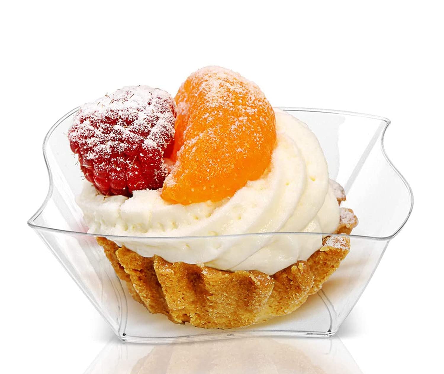 Healthcom 48 Packs 5 Oz Clear Dessert Bowls Plastic Appetizer Plates Dessert Dishes Bowls Tasting Cups Mini Dessert Bowls Serving Plate Reusable Disposable Bowls Small Catering Dessert Bowls for Party