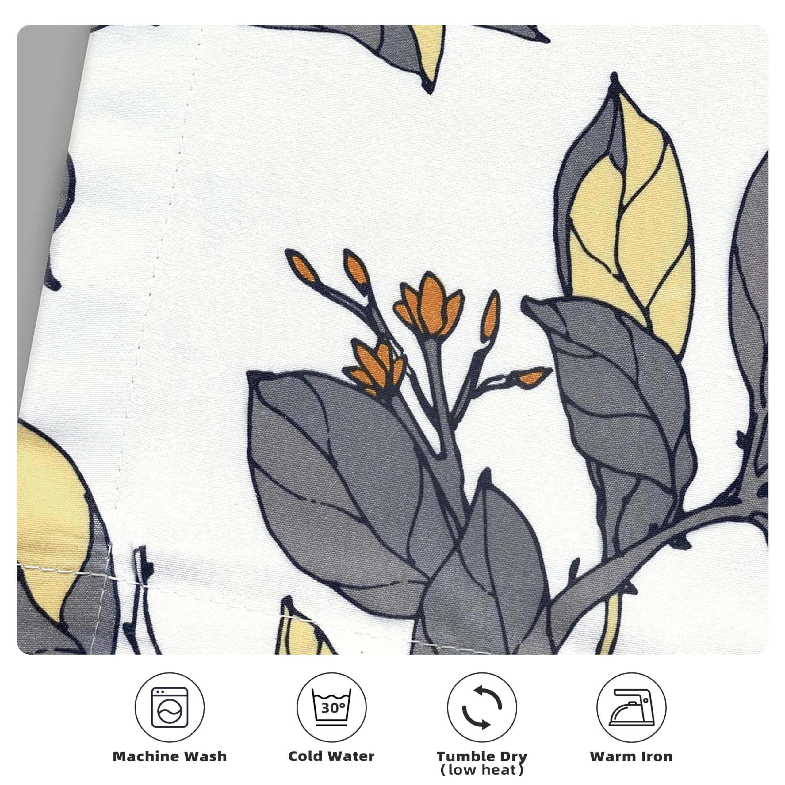 DriftAway 3 Piece Kitchen Curtains with Valance and Tier Sets Yellow Floral Branch Farmhouse Light Filtering 24 Inch Kitchen Window Curtains Over Sink for Bathroom Living Room