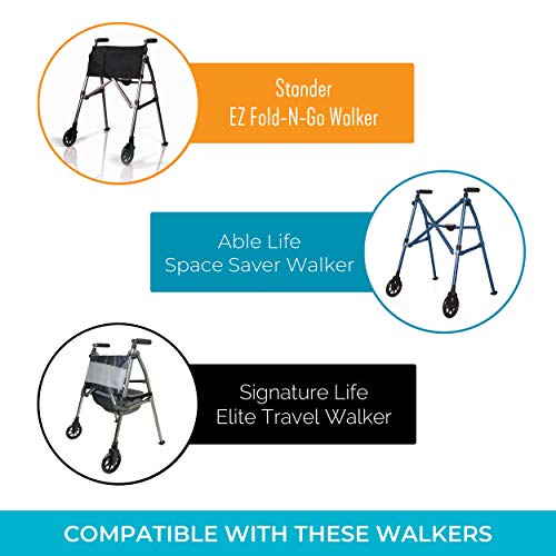 Stander Replacement Ski Glides, Compatible with the EZ Fold-N-Go Walker and the Able Life Space Saver Walker, Black, Set of 2