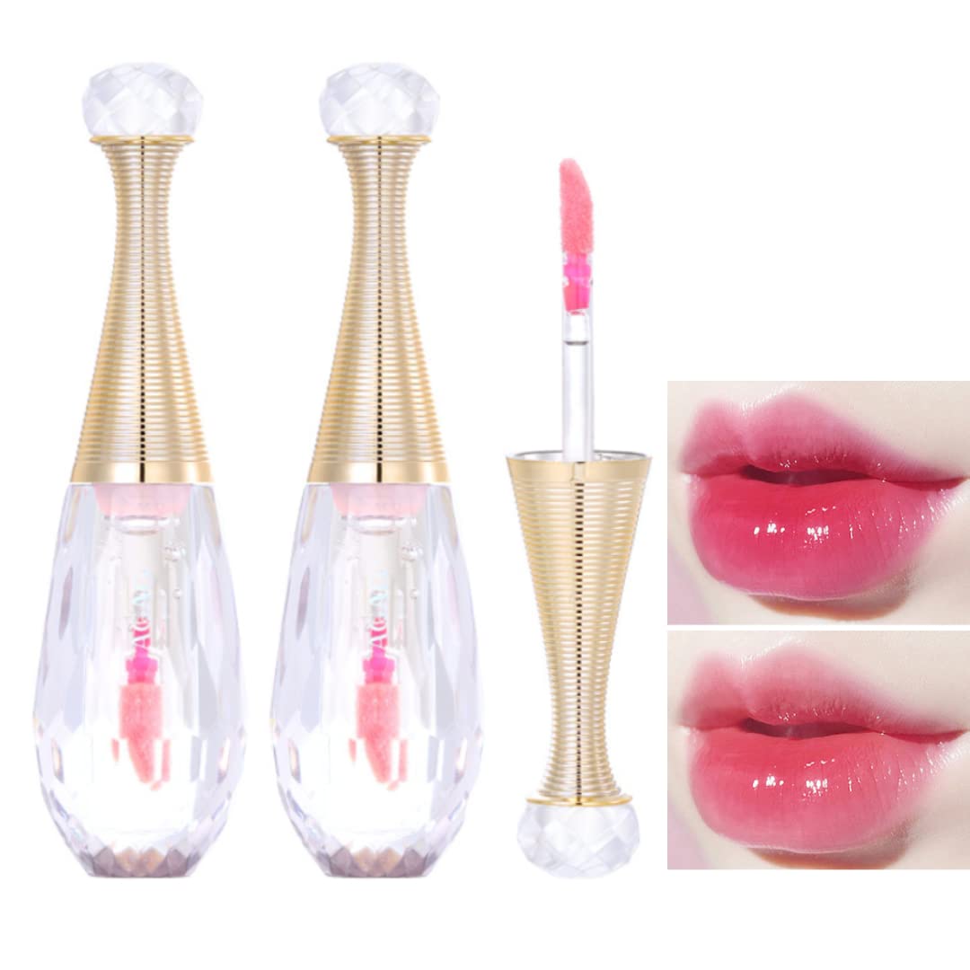 Miaritick 2 Pieces Color Changing Lip Oil Set, PH Color Change Lip Gloss, Tinted Lip Oil Glossy Lip Glow Set, Watery Lip Gloss Set (Color A)