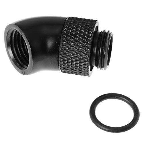 DGZZI 45 Degree Angled Fitting 2PCS G1/4" 45 Degree Black Male to Female Rotary Extender Fitting for Computer Water Cooling System