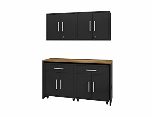 Manhattan Comfort Eiffel 5-Piece Garage Storage Set in Matte Black