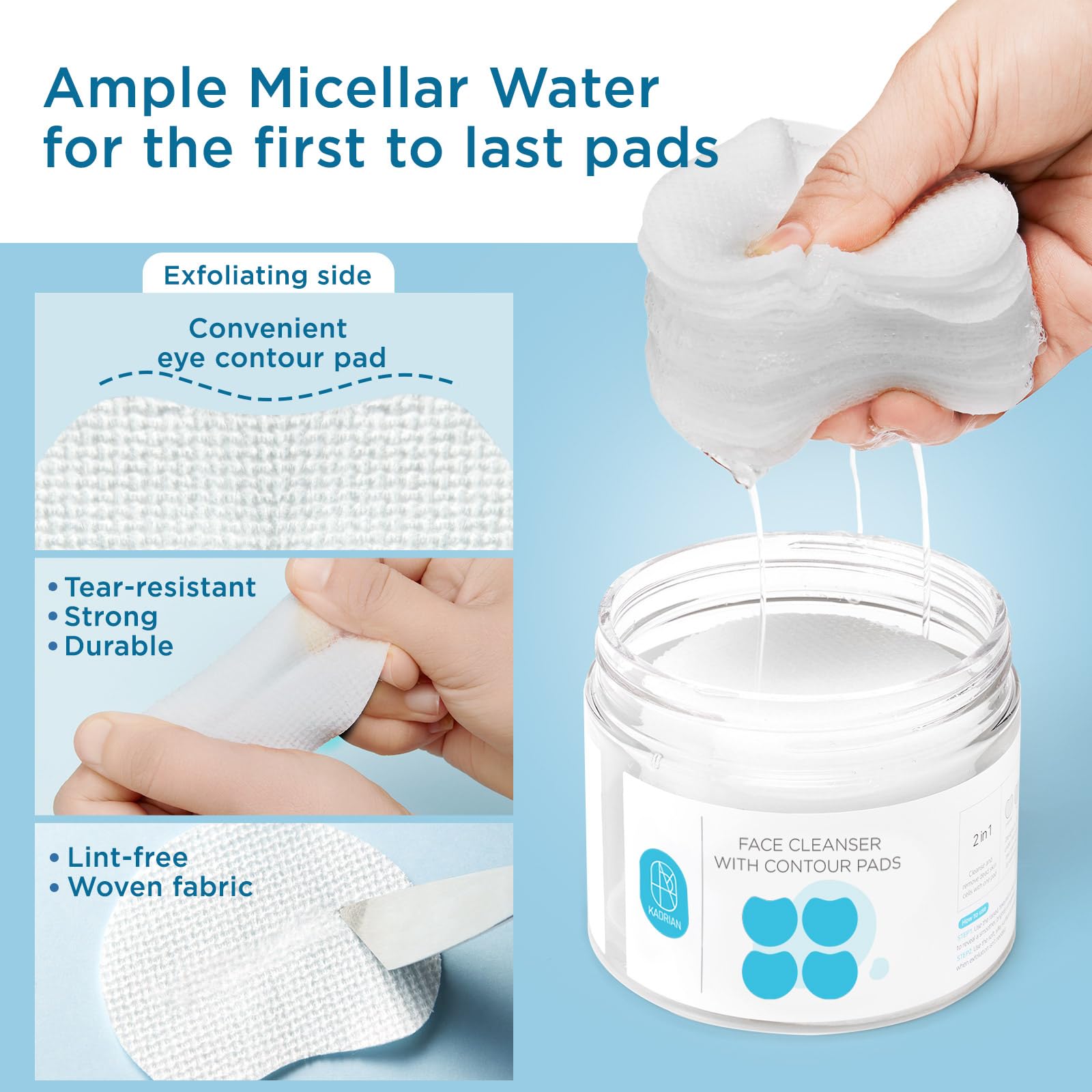 Micellar Water makeup remover wipes - 50 micellar water wipes - Lint Free - Korean Make up Wipes Travel size - Face Cleansing Wipes - Makeup Remover Wipes for Sensitive Skin
