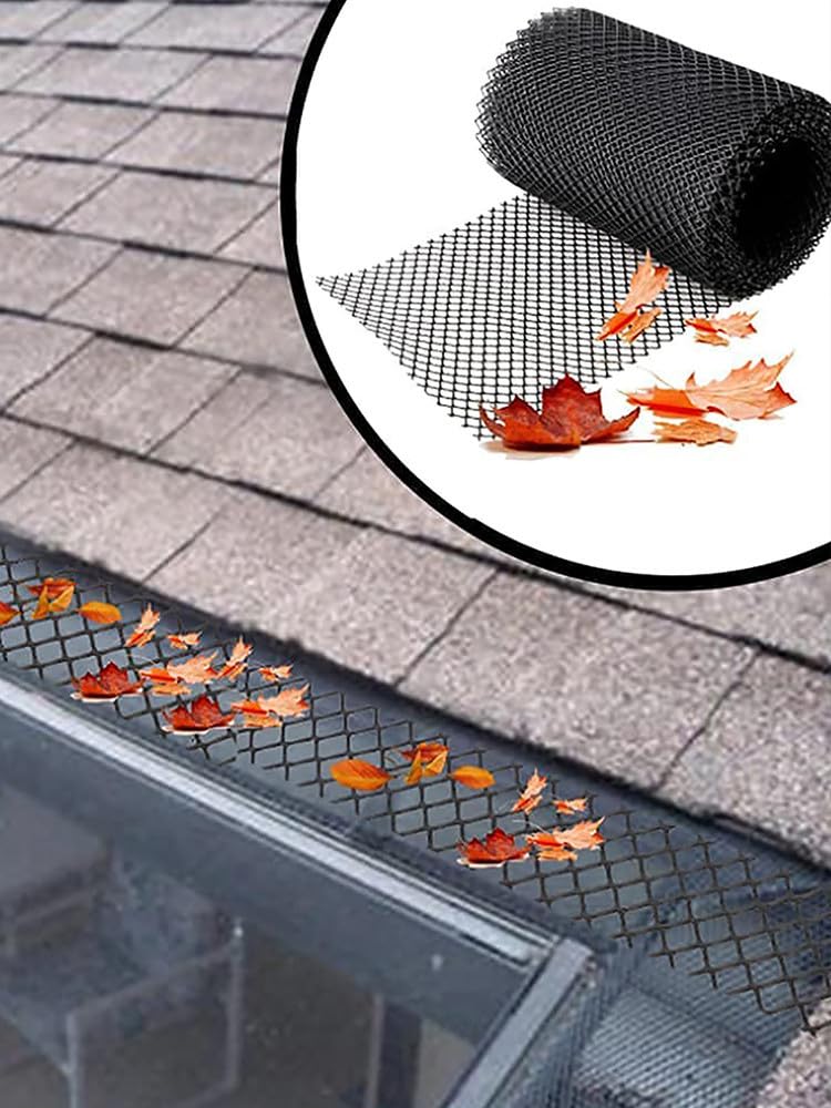 DEYROS Gutter Guard Mesh, 15cm X 6m Gutter Guards Leaf Protectors, Mesh Gutter Safeguard with 15 Fixing Hooks, Blocking Garbage Leaf Prevention Gutter Mesh for Leaves, Twigs and Branches