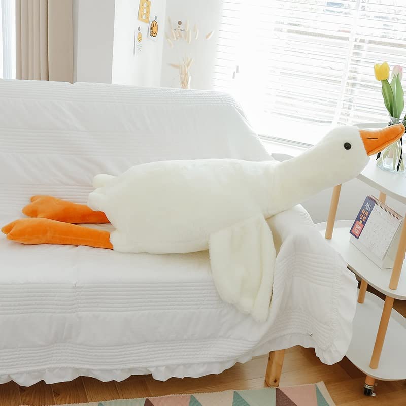 FOXHORSE 51-inch Great White Goose Stuffed Plush Toy - Soft Anxiety Throw Pillow for Kids & Adults