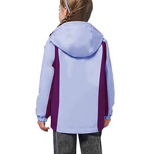 YINGJIELIDE Girl's Waterproof Ski Jackets,Kids Warm Winter Snow Coat,Fleece Lined Hooded Outerwear,Snowboarding Windproof Lilac 9-10 Years