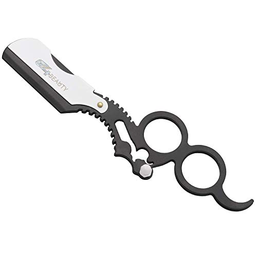 G4 Vision Universal Replaceable Half Blade Straight Razor with 100 Blades, Professional Double Ring Barber Single Edge Shave Razor (White Black)
