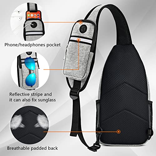 Nicole Miller Sling Bag Lightweight Crossbody Shoulder Backpack with Mesh Side Pockets Travel Hiking Chest Bag Daypack