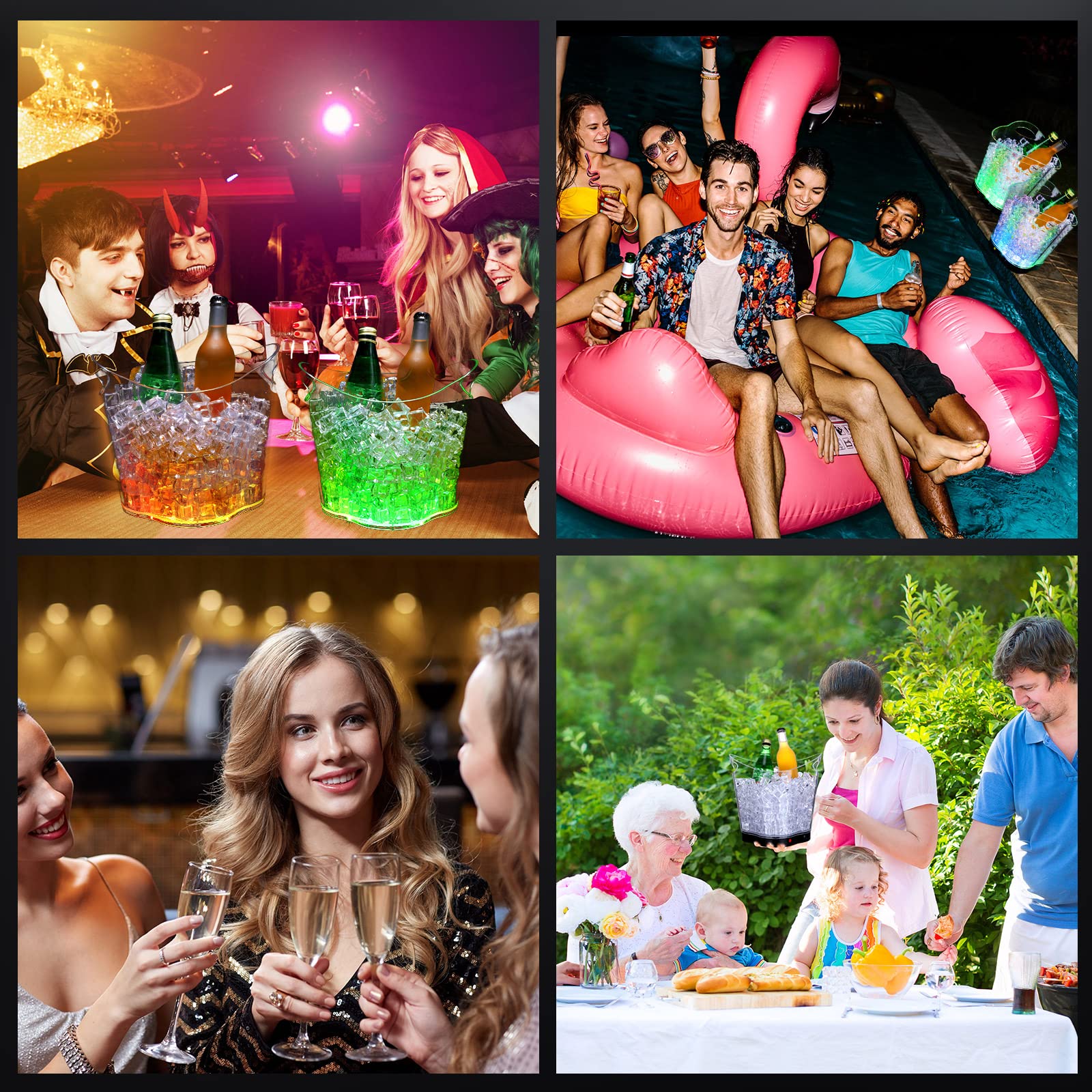 LED Ice Bucket Bulk 6.5 L Large Capacity Light Ice Wine Bucket 7 Color Gradient Cooler Bucket Battery Powered Glowing Plastic Champagne Beer Bucket Drink Container for Home Club Party Bar KTV (6 Pcs)