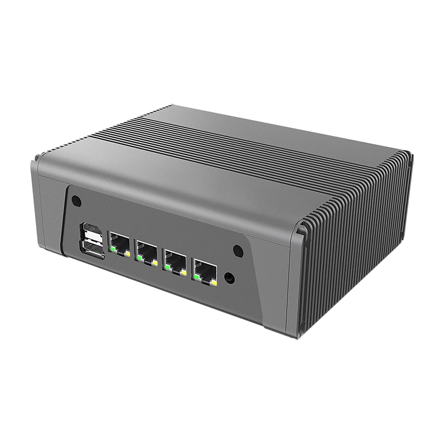 HUNSN Micro Firewall Appliance, Mini PC, VPN, Router PC, AMD Ryzen 7 5825U, RJ11a, 4 x Intel 2.5GbE I226-V LAN, Type-C, TF, HDMI, DP, Barebone, NO RAM, NO Storage, NO System