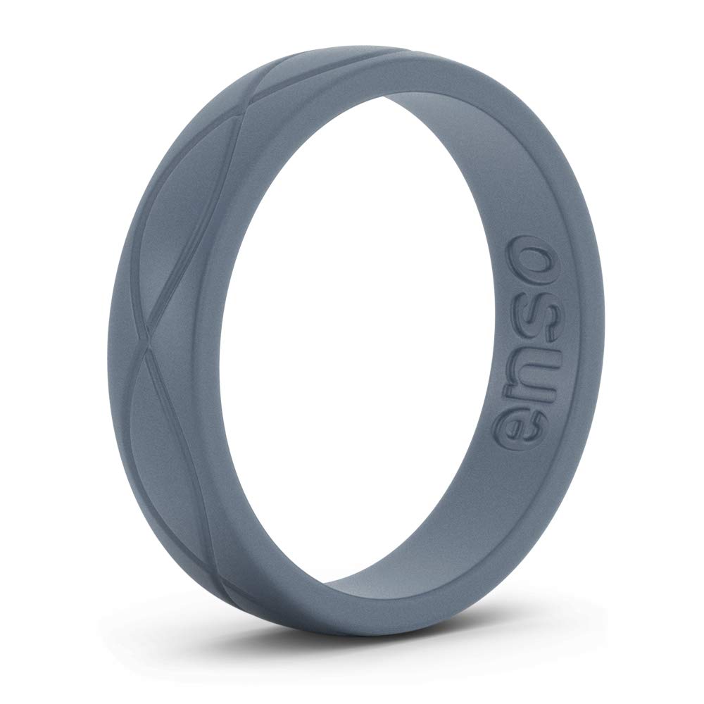 Enso Rings Womenās Infinity Silicone Wedding Ring ā Hypoallergenic Wedding Band for Ladies ā Comfortable Band for Active Lifestyle ā 4.5mm Wide, 1.5mm Thick (Slate, 7)