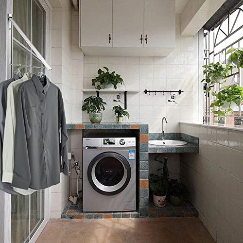 kuaguan Laundry Racks for Drying Clothes Drying Rack,Folding Drying Rack, Wall Mounted Clothes Hanger Rack Drying Rack Clothing Folding Indoor and Outdoor (Silver)