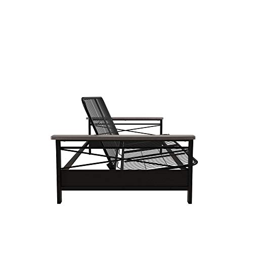 DHP Nadine Metal Futon Frame with Grey Wood Armrests, Full Size, Mattress Not Included
