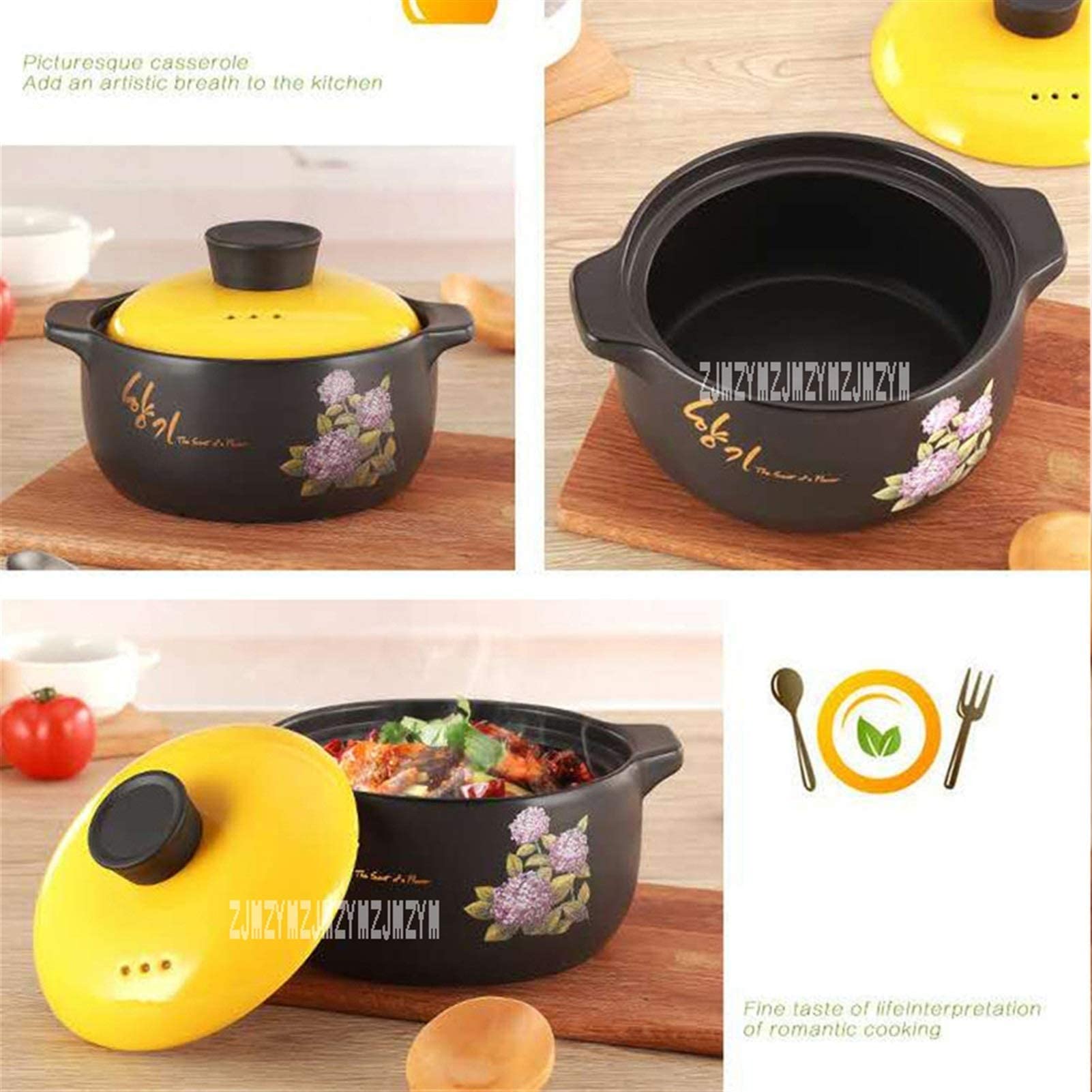 NESKX Ceramic Cooking Pot Cast Iron Pot with Lid Professional Lead Free Cooking Tagine,30Cm Cooking Tagine for Different Cooking Styles,Cast Iron Best Gift Casserole Pan