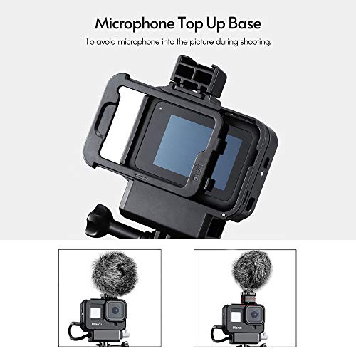G8-9 Camera Video Cage Vlog Case with Microphone Cold Shoe Mount and Lens Filter Adapter Sport Camera Vlog Accessories Compatible with GoPro 8