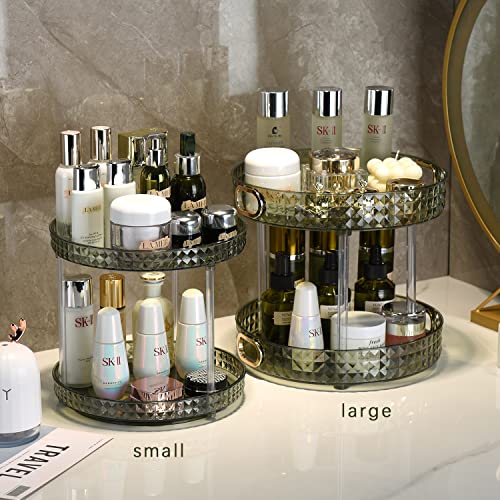 ROWNYEON Rotating Makeup Organizer 2 Tier skincare organizers Bathroom Organizer Perfume Organizer Spinning Cosmetics Organizer for Vanity,Cabinets, Pantry, Fridge, Countertops,Kitchen