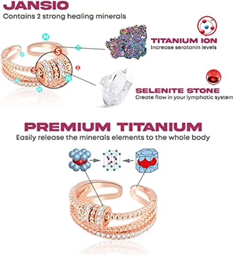 JANSIO Threanic Triple-Spin Ring, JANSIO Triple-Spin Ring, Feelief Zirconica Triple Fidget Ring, Anti Anxiety Adjustable Moissanite Spinner Ring for Men and Women (3pcs)