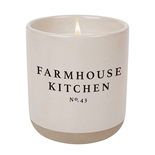 Sweet Water Decor Farmhouse Soy Candle | Apple, Cinnamon, Orange, Bourbon, and Nutmeg Scented Candles for Home | 12oz Cream Stoneware Jar, 60+ Hour Burn Time, Made in the USA