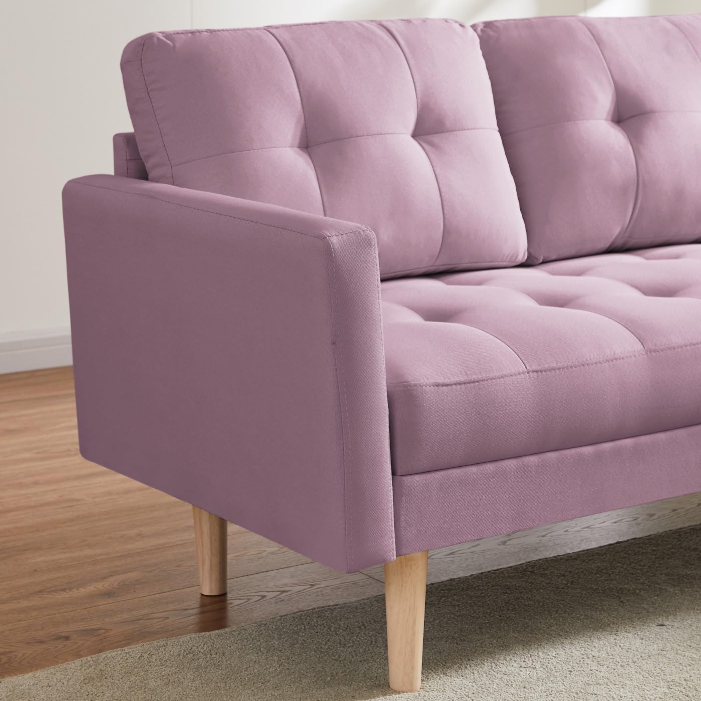 oaaktu 81" Sectional Sleeper Sofa,4 Seat U-Shaped Sofa Couch with Linen Fabric and Double Chaises, Modern Living Room Furniture Sets for Apartment (Pink)