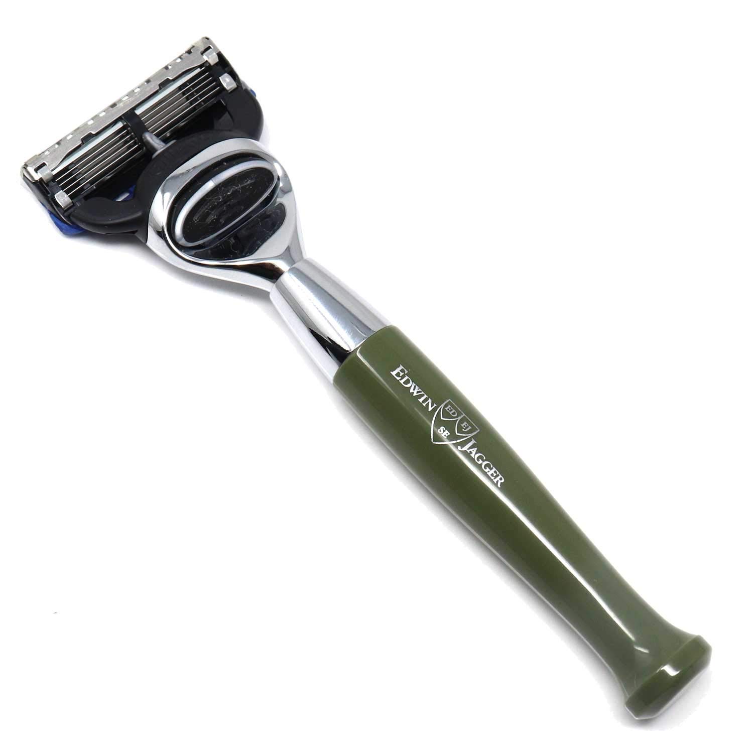 Edwin Jagger Diffusion Chrome Plated 72 Series Handle Compatible With Fusion Proglide Razor Cartridge, (Black)