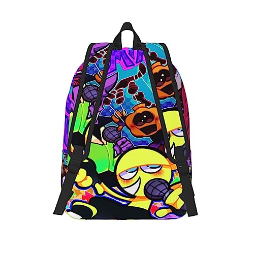 DHOUTSL Canvas Backpacks Friday Night Anime Funkin Laptop Backpack Unisex Multipurpose Double Shoulder Bag for Camping Travle Work Hiking Gifts