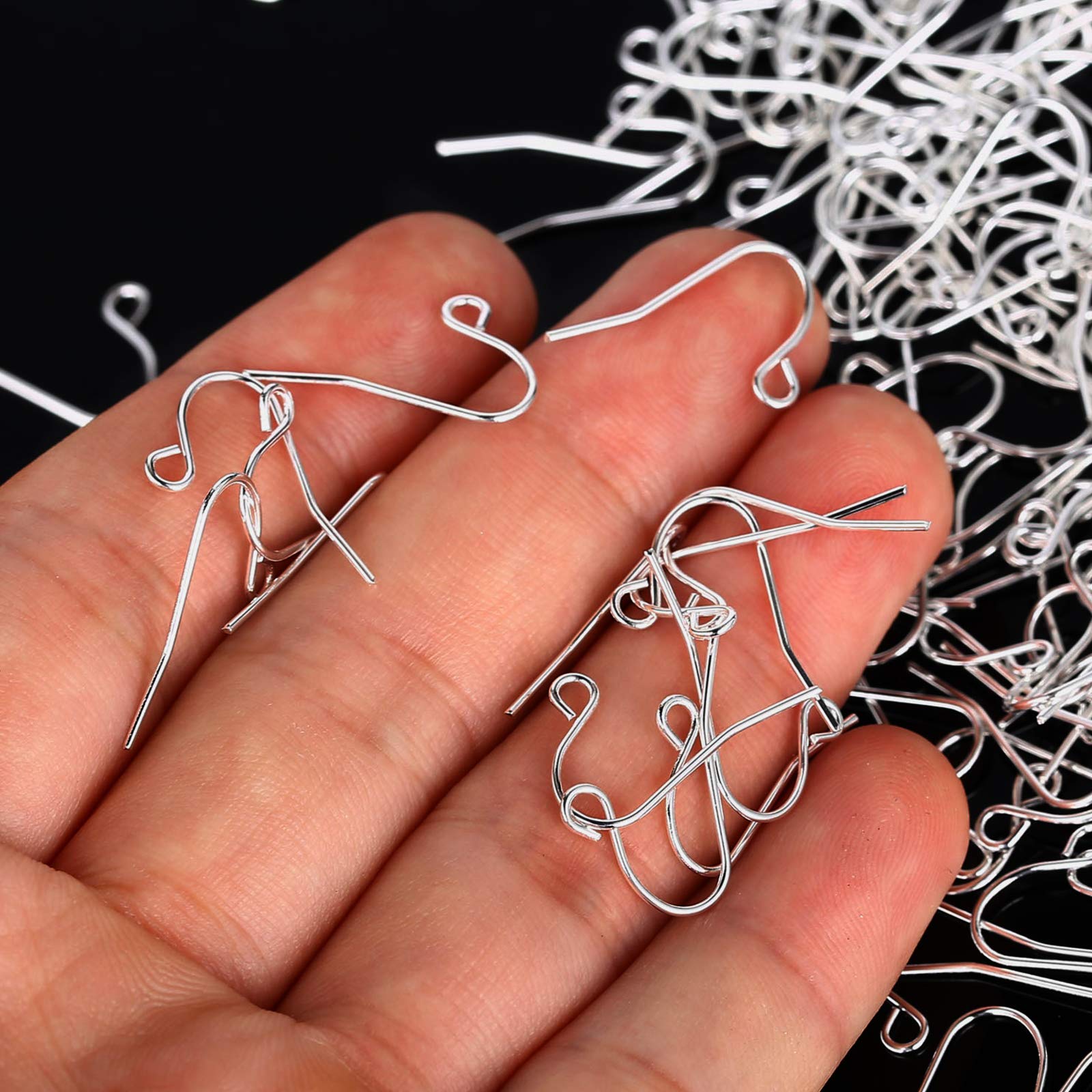 Earring Hooks White Gold Plated Hypoallergenic Ear Wires for DIY Jewelry Findings Unisex(200PCS, 100 Pairs)…