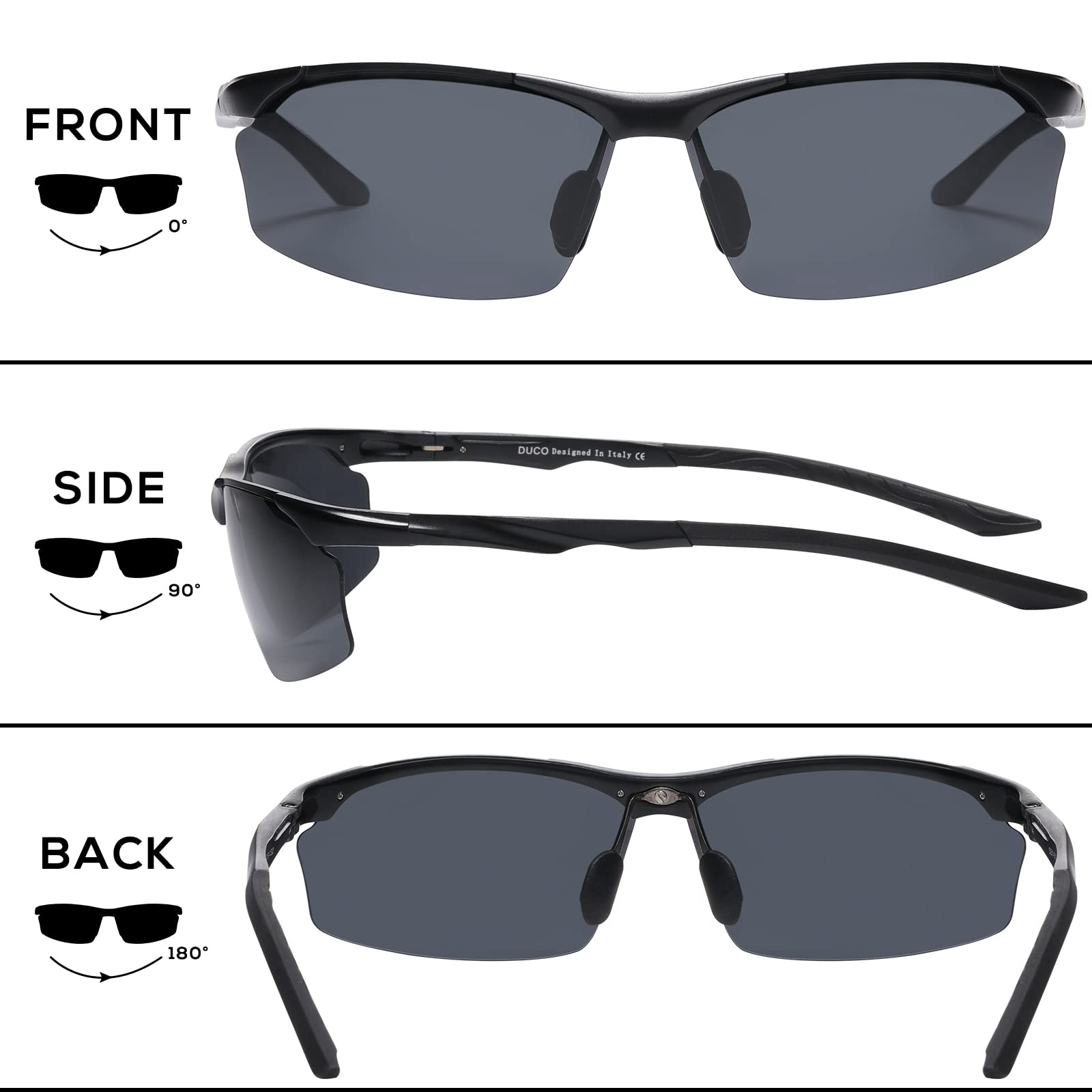 DUCO Polarized Aluminum Sunglasses HD Sun Glasses - Driving,Golfing,Fishing Sunglasses for Men 100% UV Protection