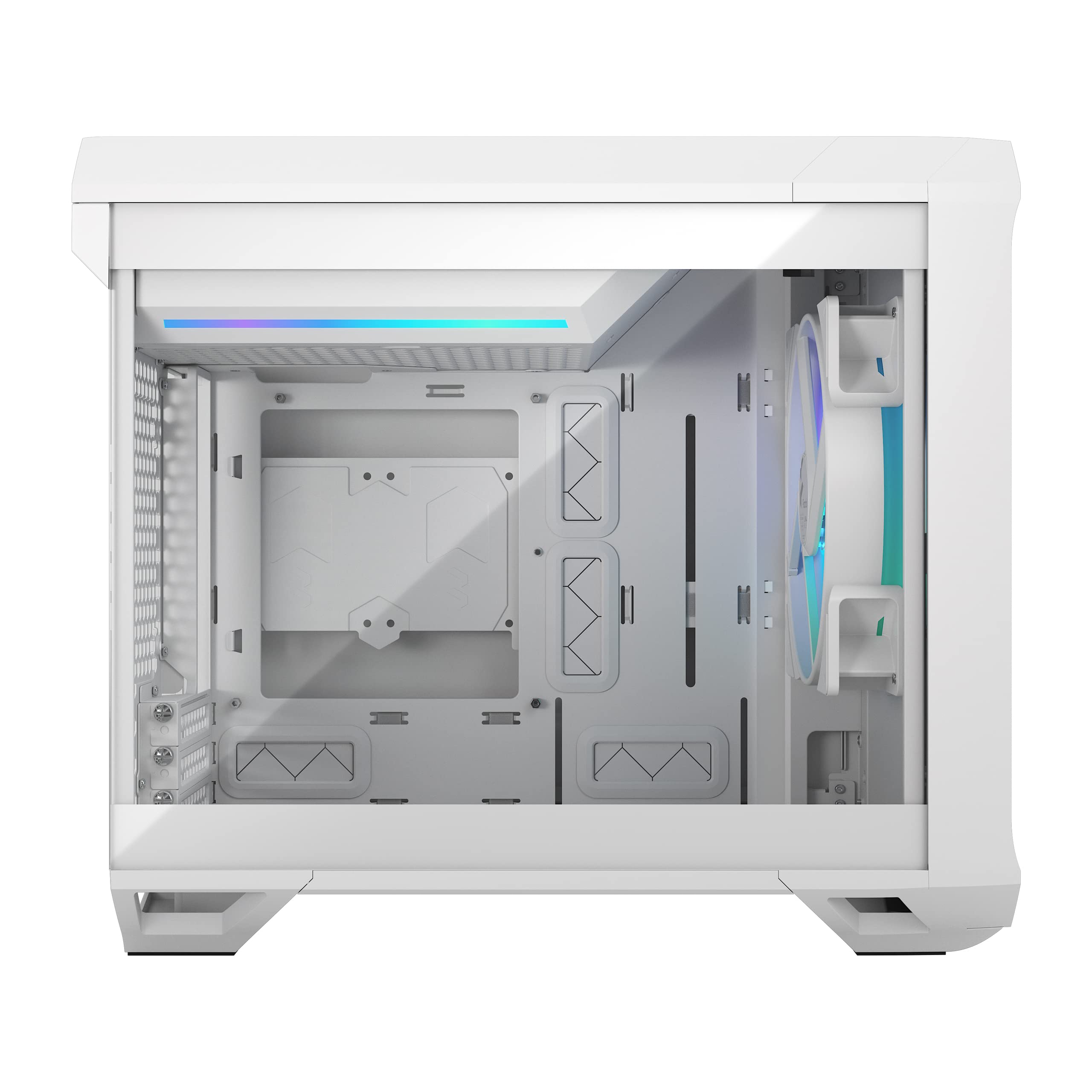 Fractal Design Torrent Nano RGB White - Clear Tint Tempered Glass Side Panel - Open Grille for Maximum air Intake - 180mm RGB PWM Fan Included - Type C - mITX Airflow Mini Tower PC Gaming Case