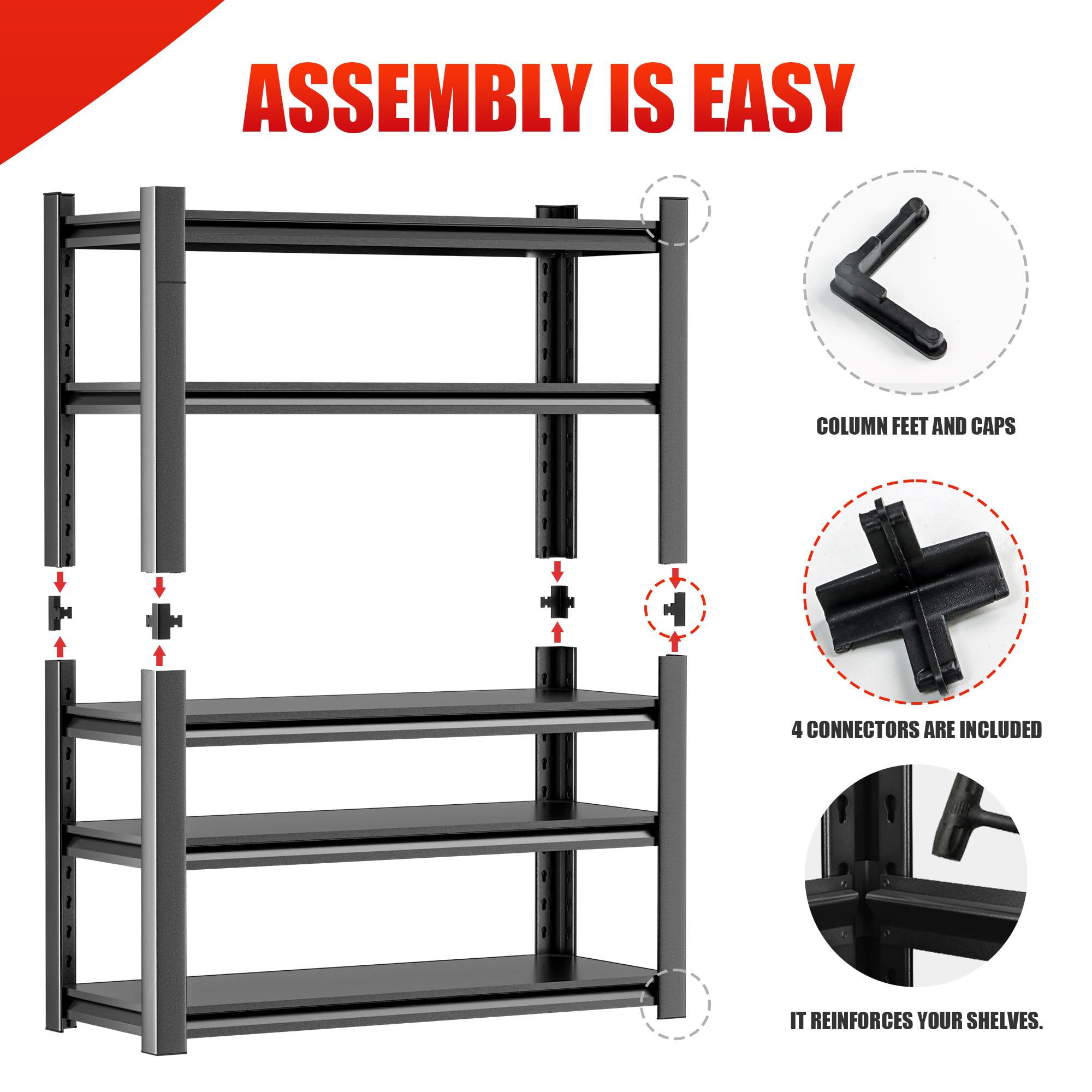 OLLRRACT Storage Shelves Garage Shelving Heavy Duty - 72''H Garage Shelves Adjustable 5 Tier Metal Shelving Unit Storage Rack Shelving Industrial Utility Shelf 16" D x36 W x72 H(2 Pieces)