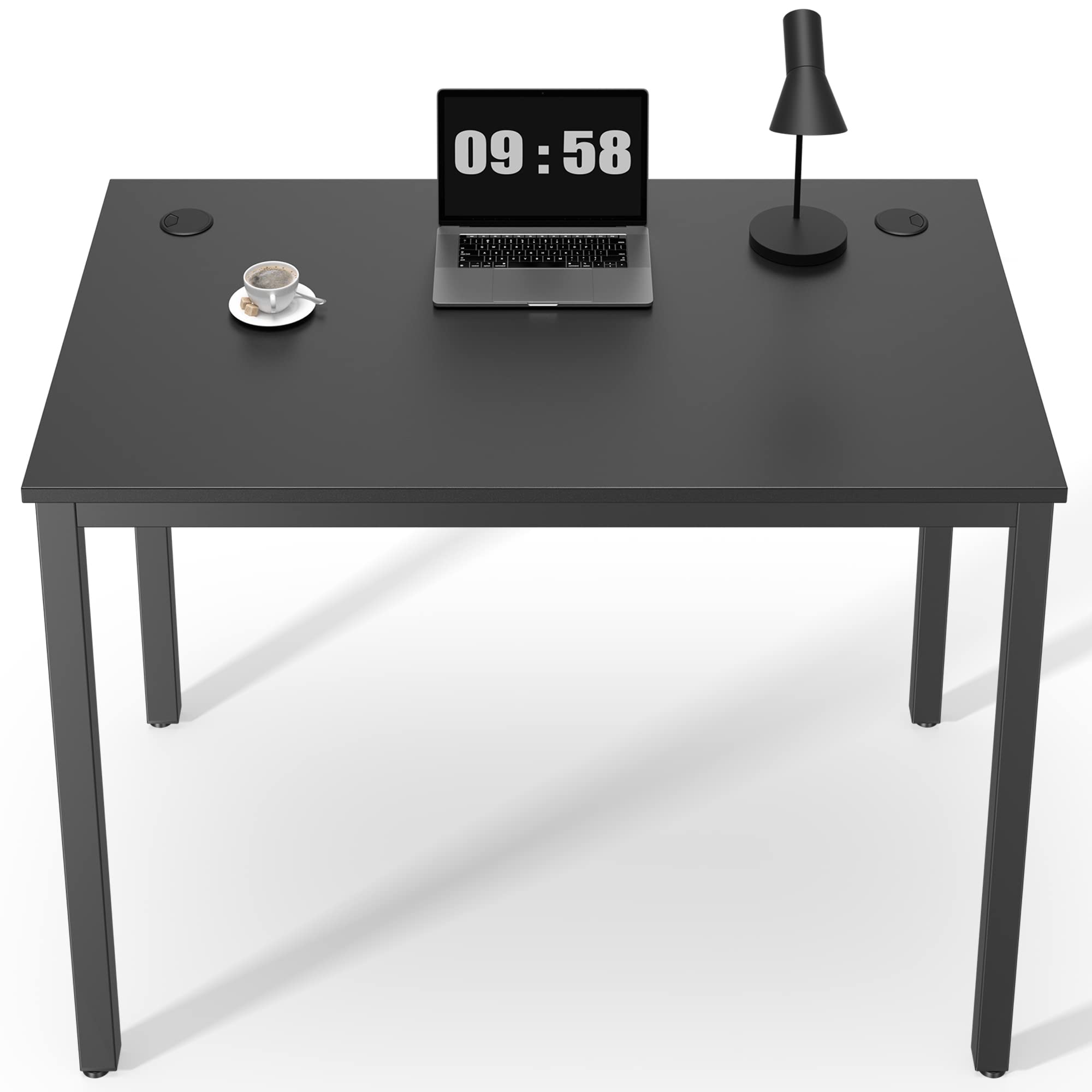 EE EUREKA ERGONOMIC 47 Inch Walnut & White Home Office PC Computer Desk, Simple Modern Work Study Writing Gaming Table for Small & Medium Spaces Desktop with Metal Legs, Sturdy & Easy Assembly