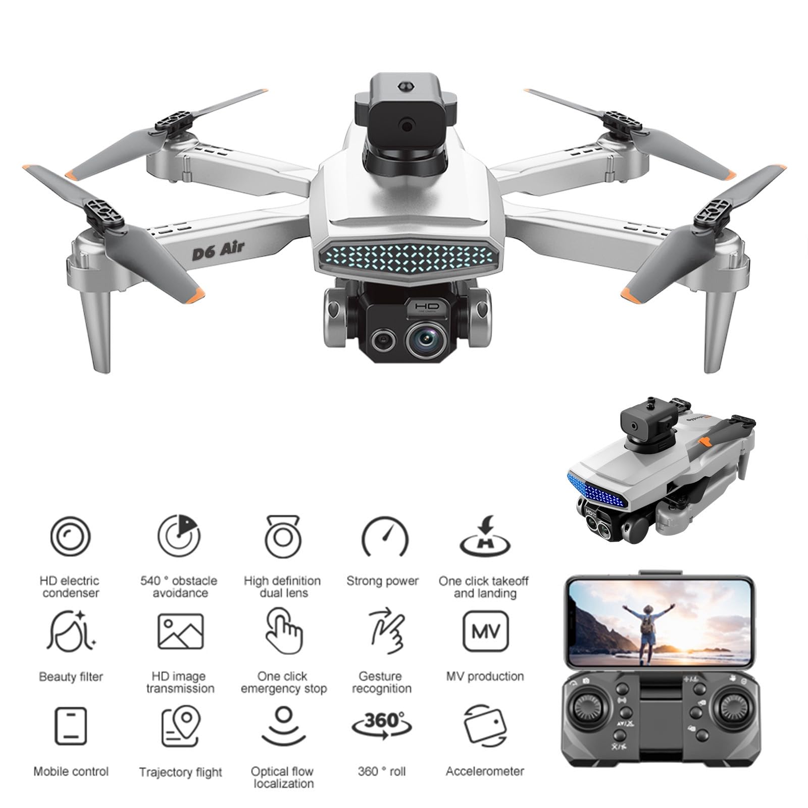 Drone Rc Quadcopter With 4k Hd Fpv Camera Three Lens Wifi Remote Control Aerial Drone Multirotors Circle Fly Altitude Hold Headless Mode Start Speed Gifts Toys