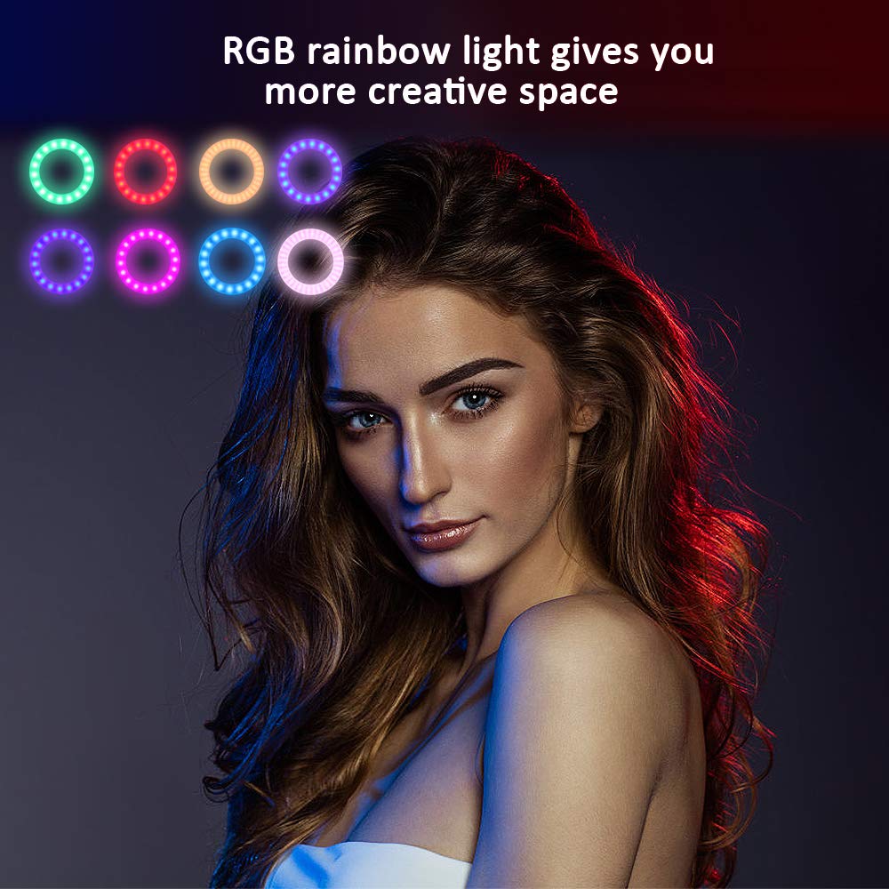 EEIEER 12" RGB Ring Light with Stand, video conference lighting, Dimmable Circle Light, Flash Light with Cell Phone Holder Desktop for Live Stream/Makeup/Video/Photography