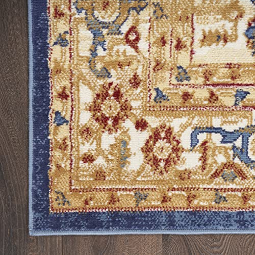Nourison Grafix Vintage Navy Gold 2' x 4' Area -Rug, Easy -Cleaning, Non Shedding, Bed Room, Living Room, Dining Room, Kitchen (2x4)