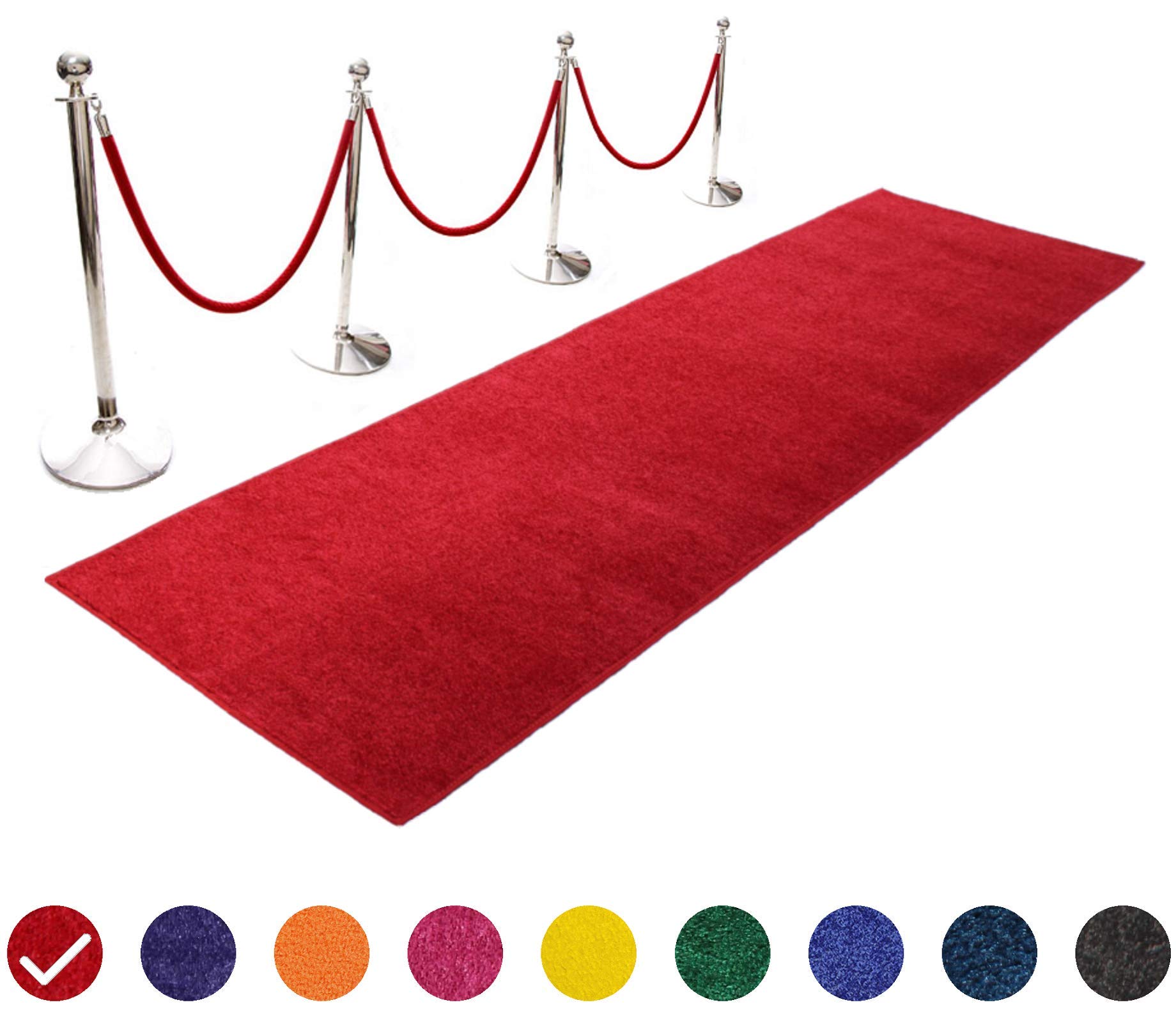 Event Carpet Aisle Runner - Quality Plush Pile Rug with Backing, Binding in Various Sizes (3 X 45 ft, Red)
