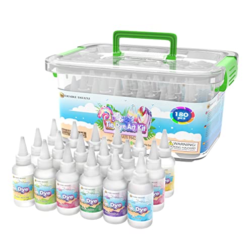 Desire Deluxe Tie Dye Kit – Set of 18 Colours Ink Tie-Dye Kits for Dyeing Fabric, Clothes – Creative Art Craft Games Activity for Kids & Adults