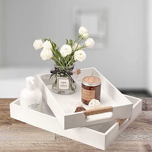Serving Tray Set of 2 Coffee Table Tray for Serving Food Breakfast Nesting Decorative Tray for Coffee Table