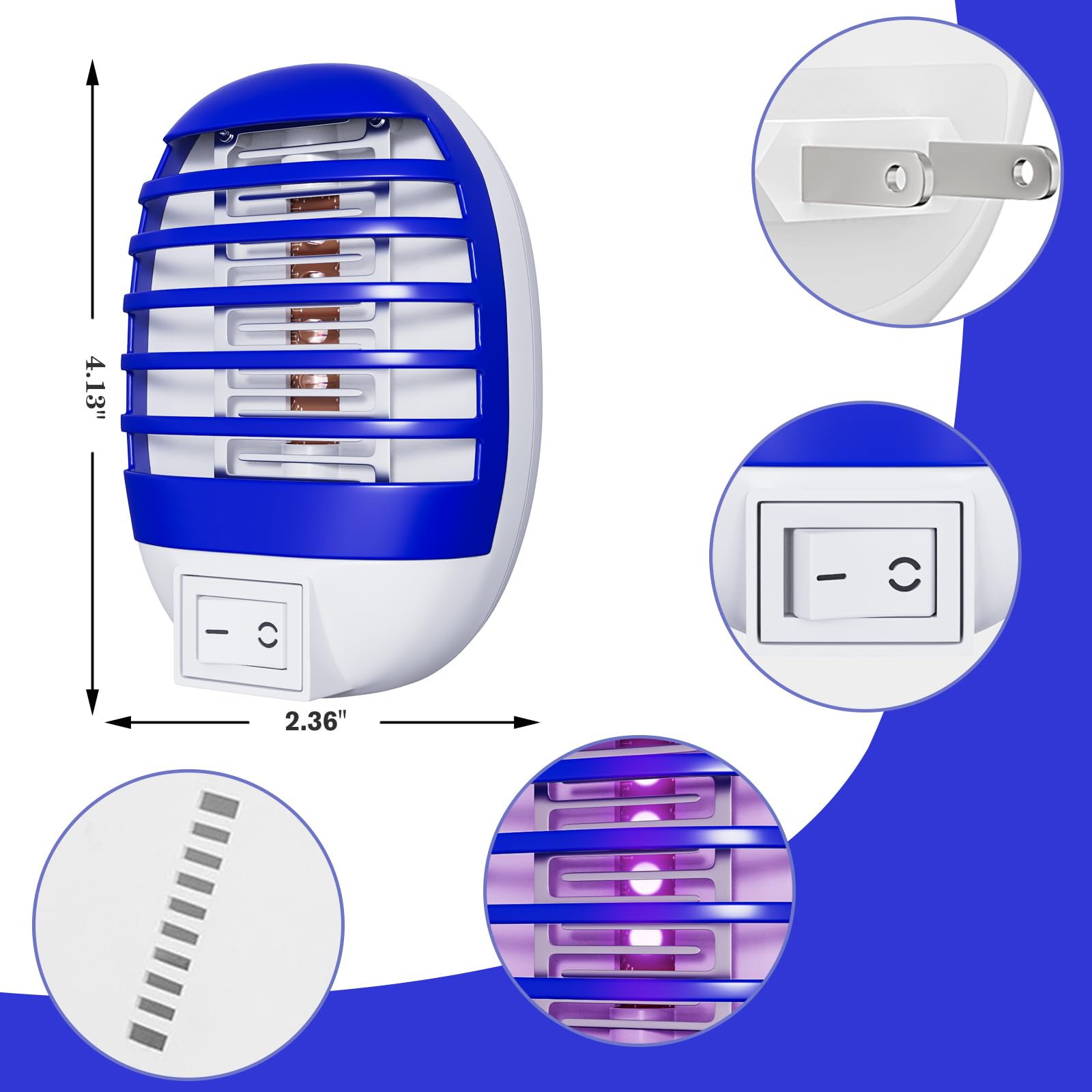 Hywean 2 Pack Plug in Bug Zapper Indoor for Flying Insect Mosquito, Electronic Mosquito Zapper Gnat Traps with LED Light for Patio, Bedroom, Kitchen, Office (Purple)