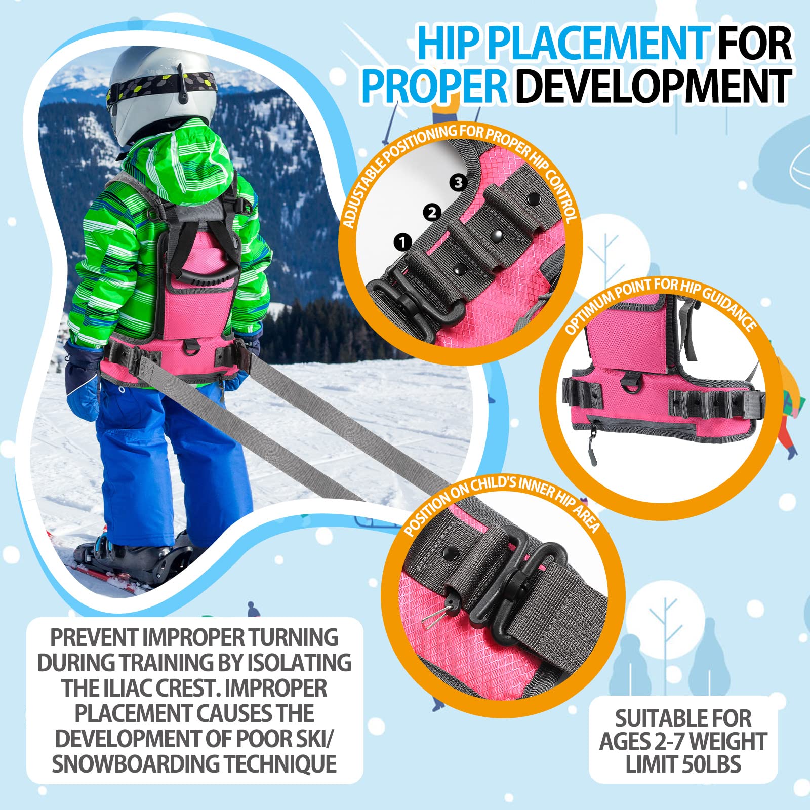 Elefama Ski and Snowboard Harness Trainer for Kids Ski Vest with Handle Leash &Kids Ski Goggles & Ski Tip Connector &Mini Backpack ,Ski Harness for Kids Toddlers Beginners Learn to Ski Speed Control